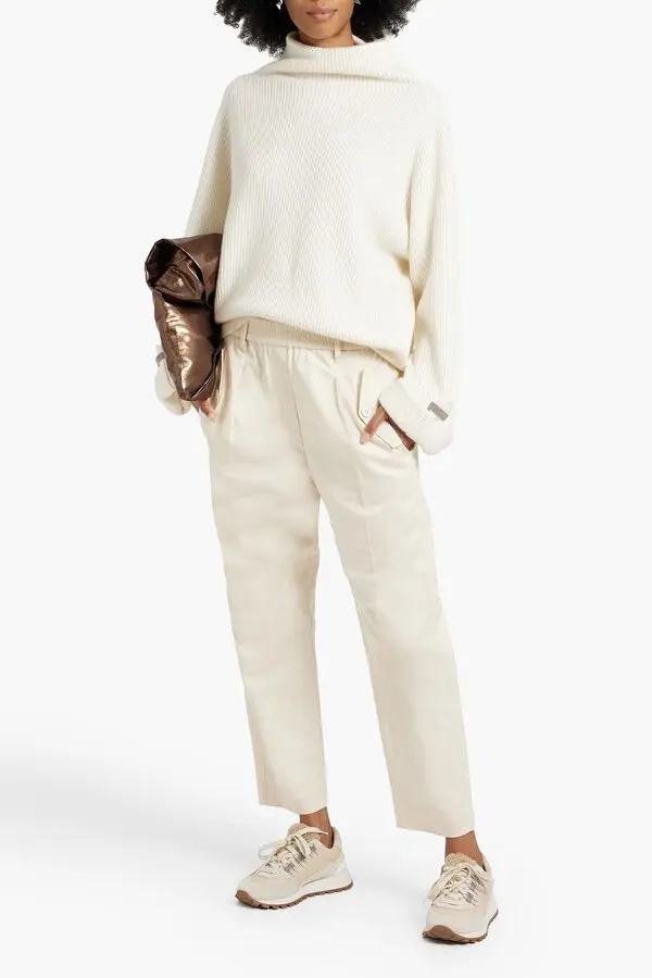 Brunello Cucinelli Pleated Tapered Cotton-blend Twill Pants
