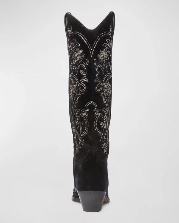 Ralph Lauren Jaelynne Beaded Velvet Cowboy Boots