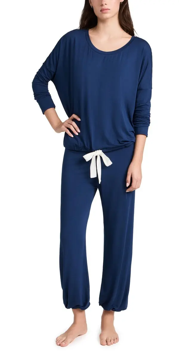 Eberjey Gisele The Slouchy Pajama Set - Navy/ Ivory