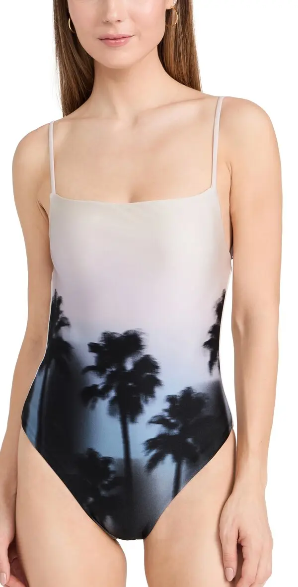 Simkhai Elenora One Piece Swimsuit - Hazy Palm Print