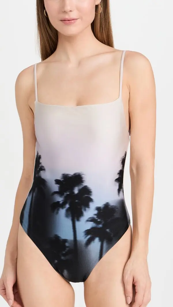 Simkhai Elenora One Piece Swimsuit - Hazy Palm Print
