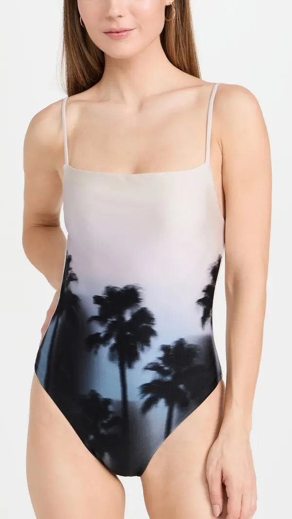 Simkhai Elenora One Piece Swimsuit - Hazy Palm Print