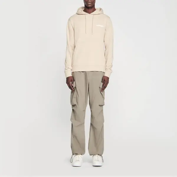 Sandro Fleece Hoodie With Rubber Branding - Beige