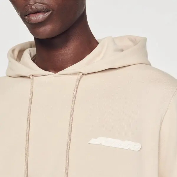Sandro Fleece Hoodie With Rubber Branding - Beige