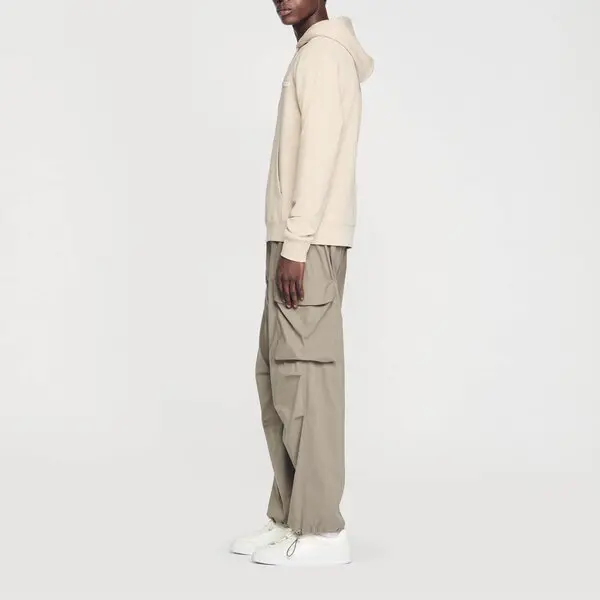 Sandro Fleece Hoodie With Rubber Branding - Beige