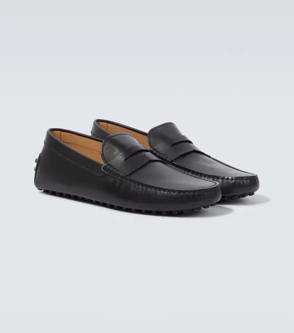 TOD'S Gommino Leather Driving Loafers - Black