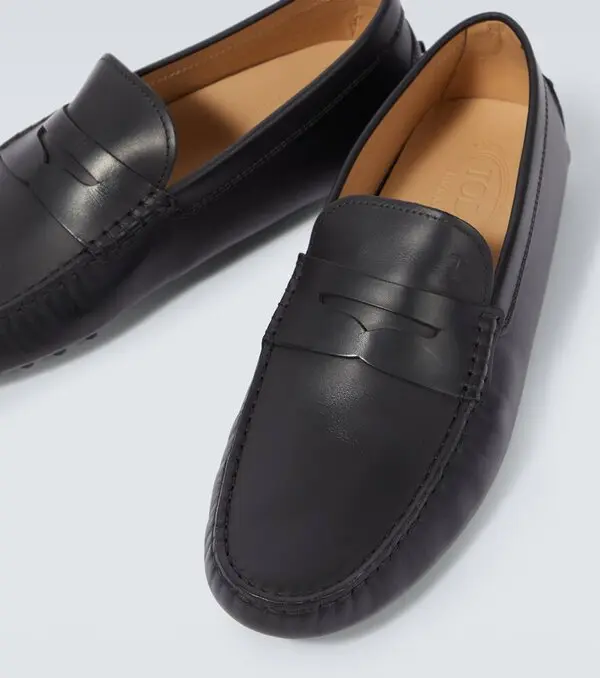 TOD'S Gommino Leather Driving Loafers - Black