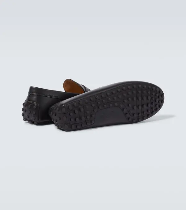 TOD'S Gommino Leather Driving Loafers - Black
