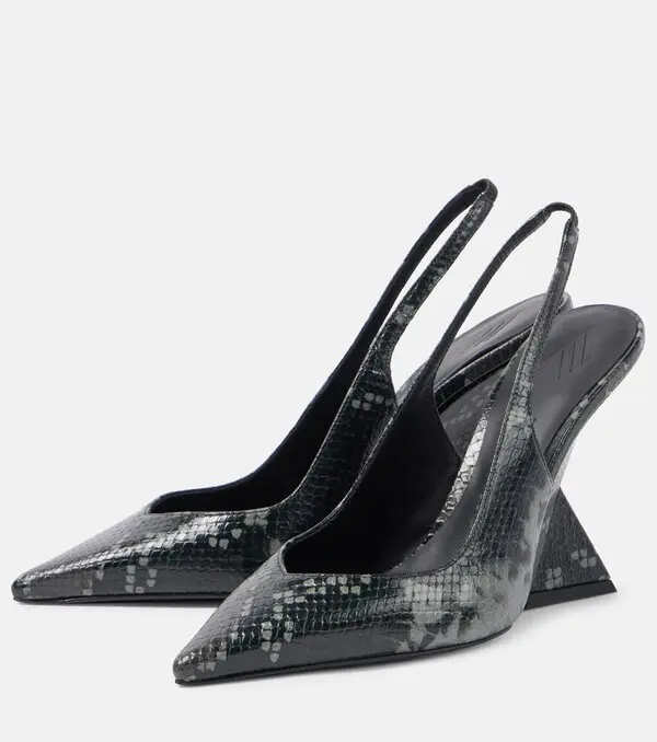 Attico Cheope 105 Leather Slingback Pumps - Black