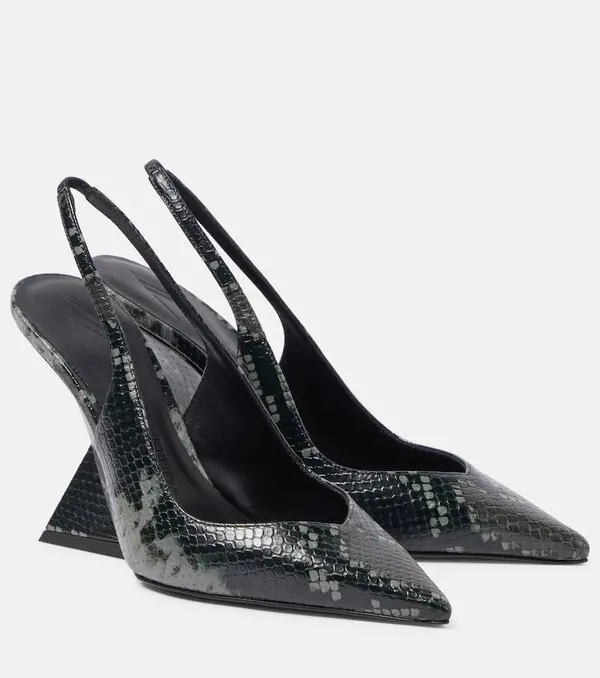 Attico Cheope 105 Leather Slingback Pumps - Black