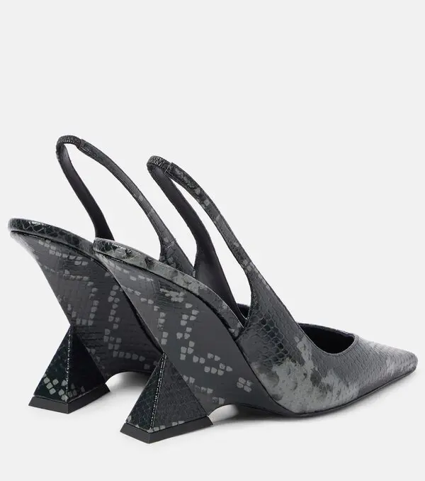Attico Cheope 105 Leather Slingback Pumps - Black