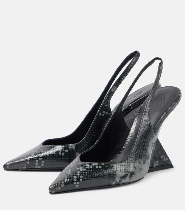 Attico Cheope 105 Leather Slingback Pumps - Black