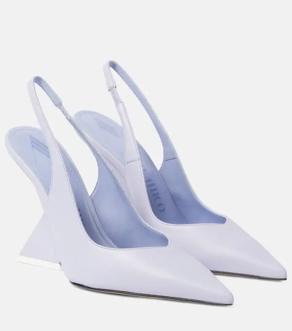Attico Cheope 105 Leather Slingback Pumps - Purple