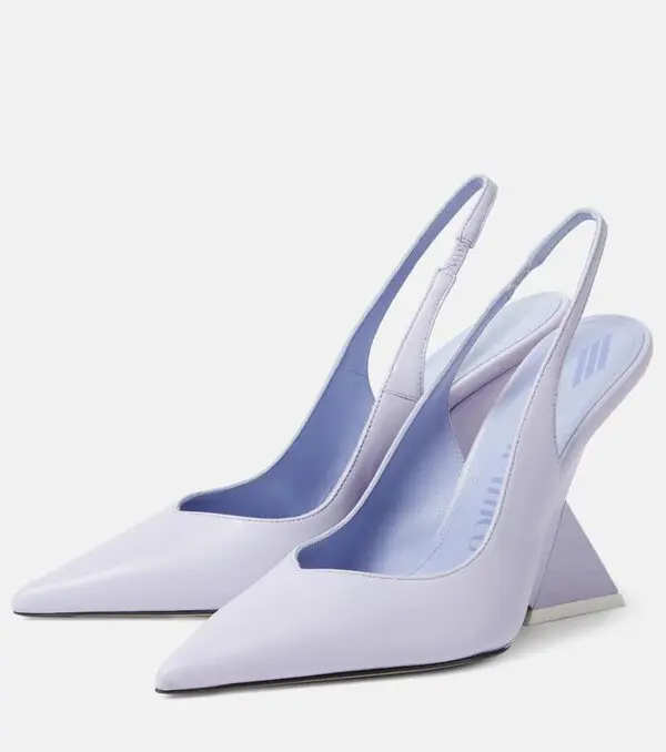 Attico Cheope 105 Leather Slingback Pumps - Purple