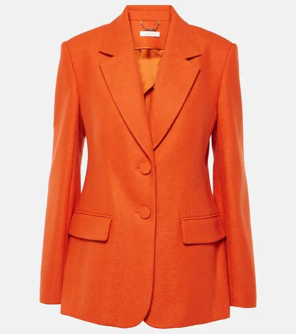 Chloé Felted Wool And Cashmere Jersey Blazer - Orange
