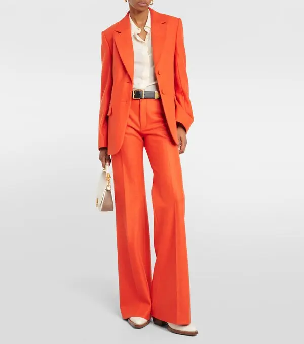 Chloé Felted Wool And Cashmere Jersey Blazer - Orange