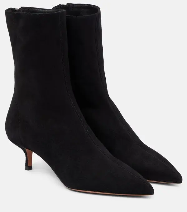AQUAZZURA Montmartre 50 Suede Ankle Boots - Black