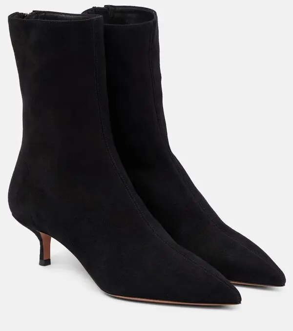 AQUAZZURA Montmartre 50 Suede Ankle Boots - Black