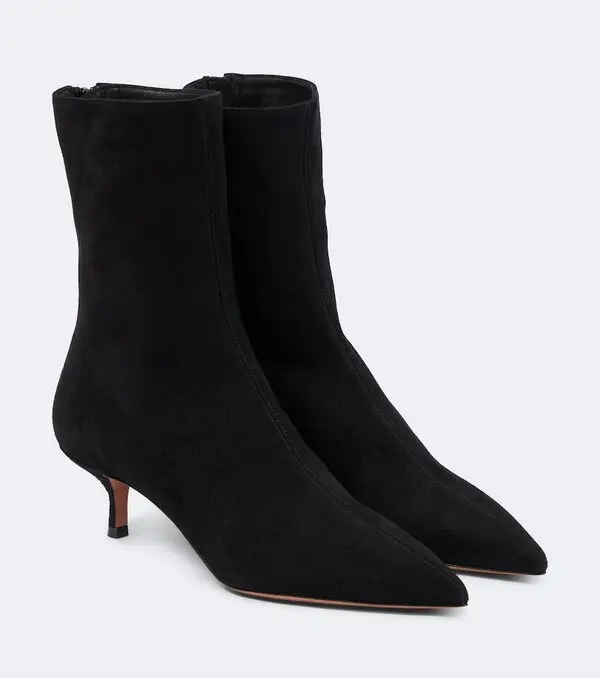 AQUAZZURA Suede Ankle Boots - Black