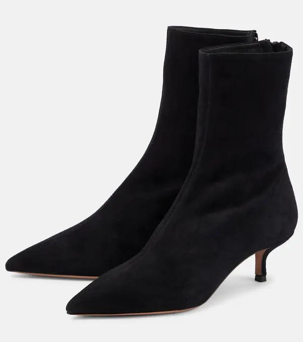 AQUAZZURA Montmartre 50 Suede Ankle Boots - Black
