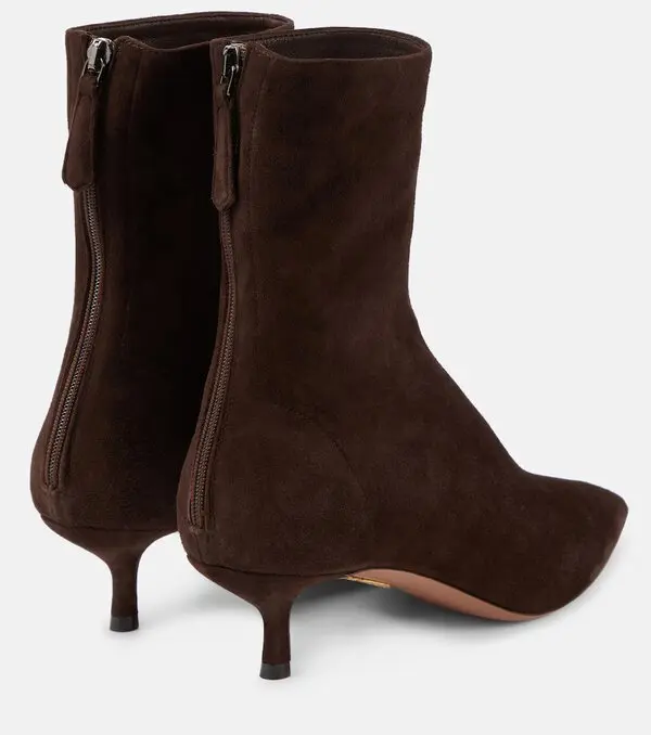 AQUAZZURA Montmartre 50 Suede Ankle Boots - Brown