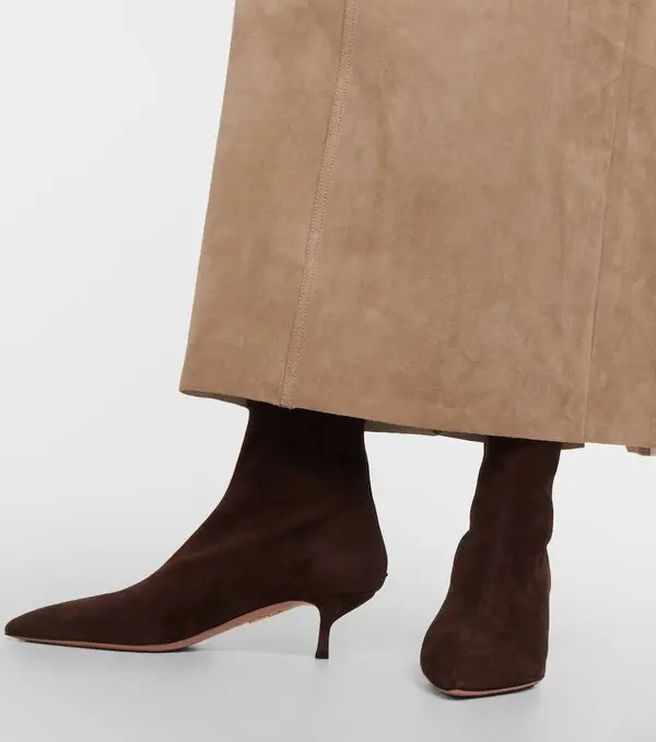 AQUAZZURA Montmartre 50 Suede Ankle Boots - Brown