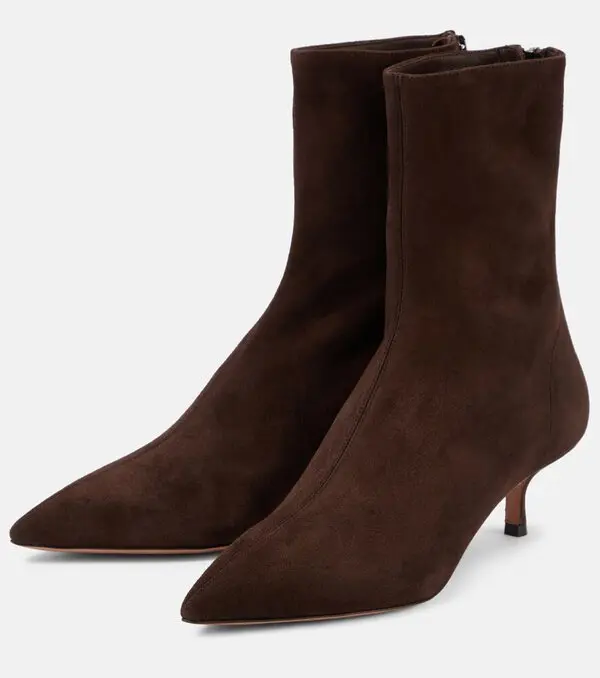 AQUAZZURA Montmartre 50 Suede Ankle Boots - Brown