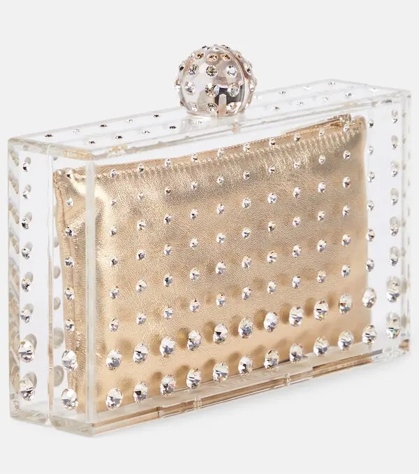 AQUAZZURA Tequila Crystal-embellished Clutch - Gold