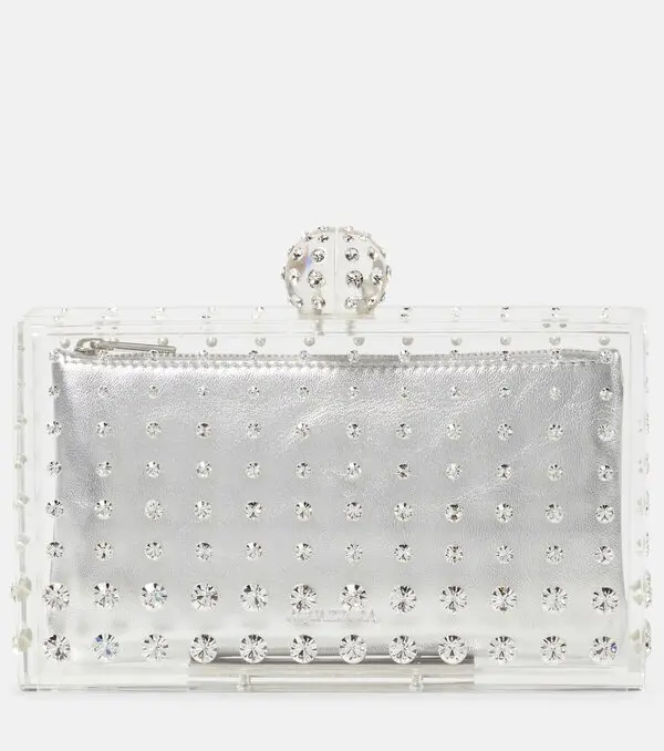 AQUAZZURA Tequila Crystal-embellished Clutch - Silver