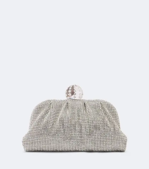 AQUAZZURA Tequila Crystal-embellished Clutch - Silver