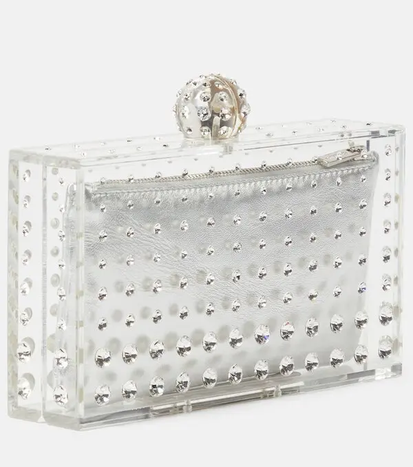 AQUAZZURA Tequila Crystal-embellished Clutch - Silver