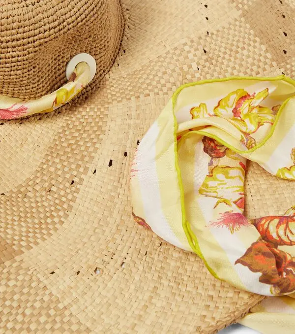 Zimmermann Silk-trimmed Raffia Sunhat