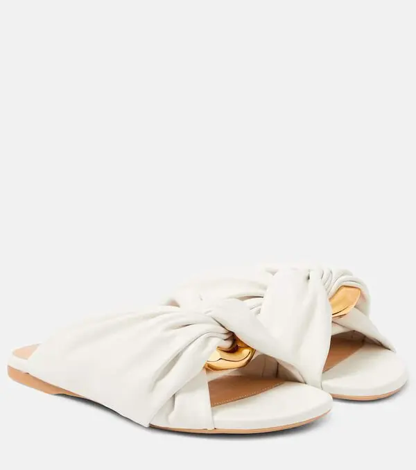 JW Anderson Corner Leather Slides - White