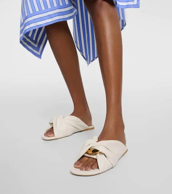 JW Anderson Corner Leather Slides - White