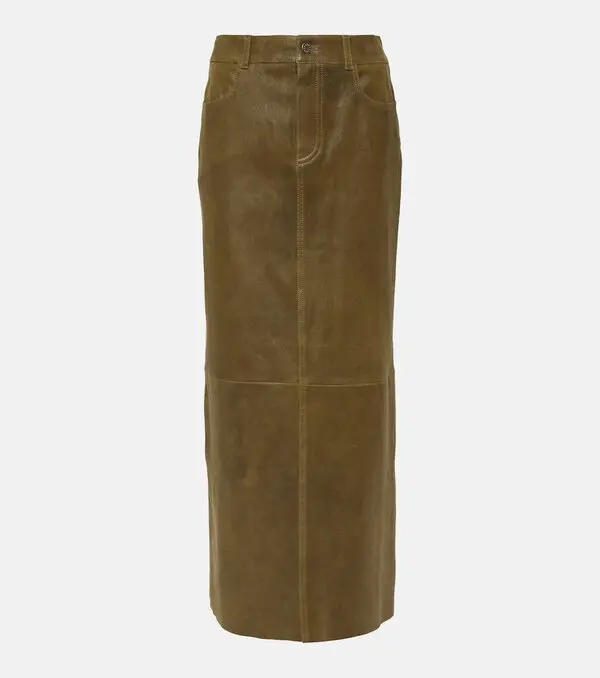 Stouls Beth Leather Midi Skirt - Green