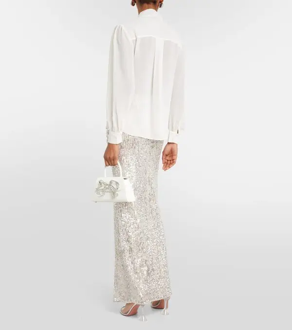 SELF-PORTRAIT Lace-trimmed Chiffon Blouse