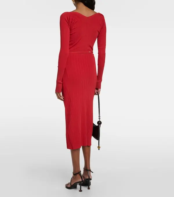 Jacquemus La Jupe Pralu Knitted Midi Skirt - Red