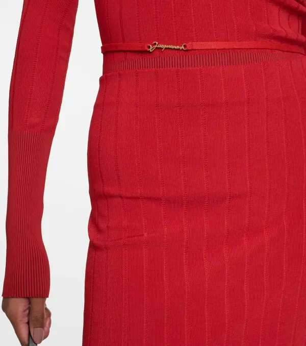 Jacquemus La Jupe Pralu Knitted Midi Skirt - Red