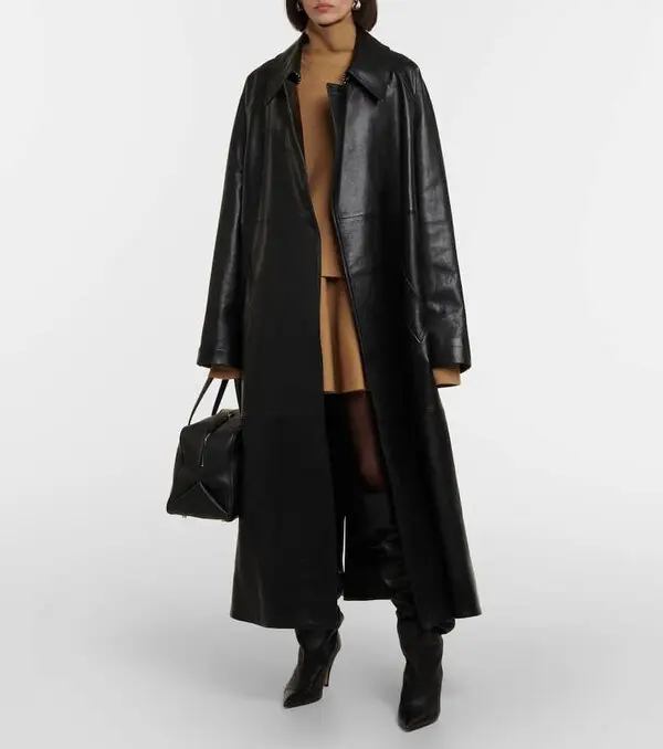 Khaite Minnie Oversized Leather Trench Coat