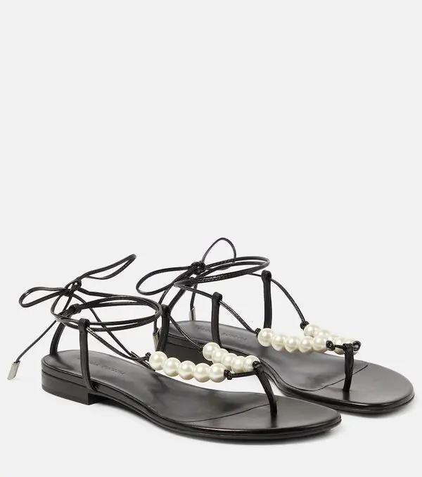 Magda Butrym Faux Pearl Leather Sandals - Black