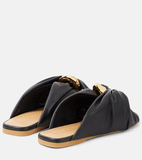 JW Anderson Corner Leather Slides - Black