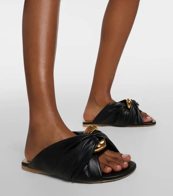 JW Anderson Corner Leather Slides - Black