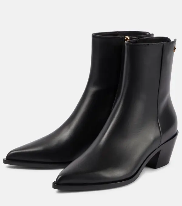 GIANVITO ROSSI Kinney Leather Ankle Boots - Black