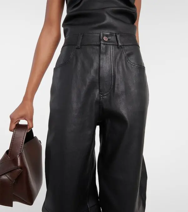 Stouls High-rise Wide-leg Leather Pants