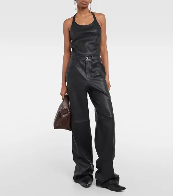 Stouls High-rise Wide-leg Leather Pants