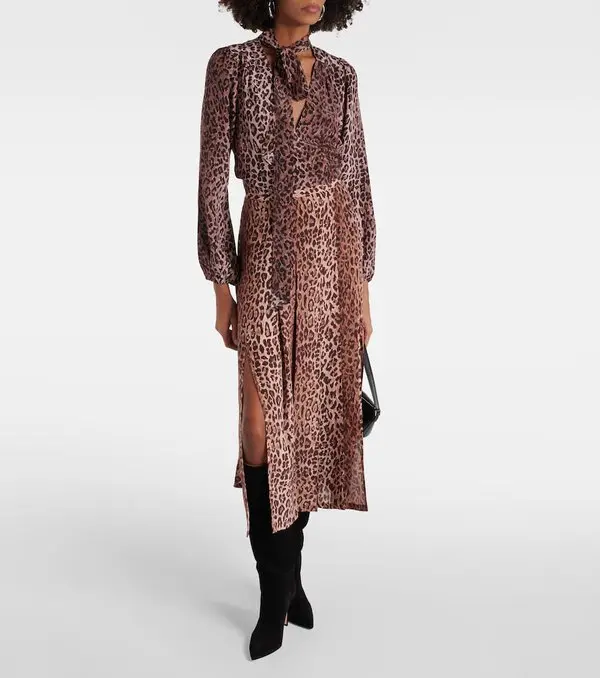 Rixo Moss Leopard-print Silk Blouse - Multicoloured