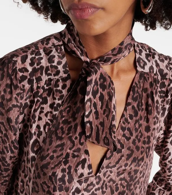 Rixo Moss Leopard-print Silk Blouse - Multicoloured