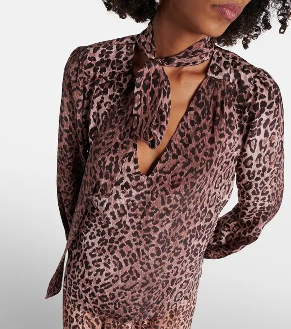Rixo Moss Leopard-print Silk Blouse - Multicoloured