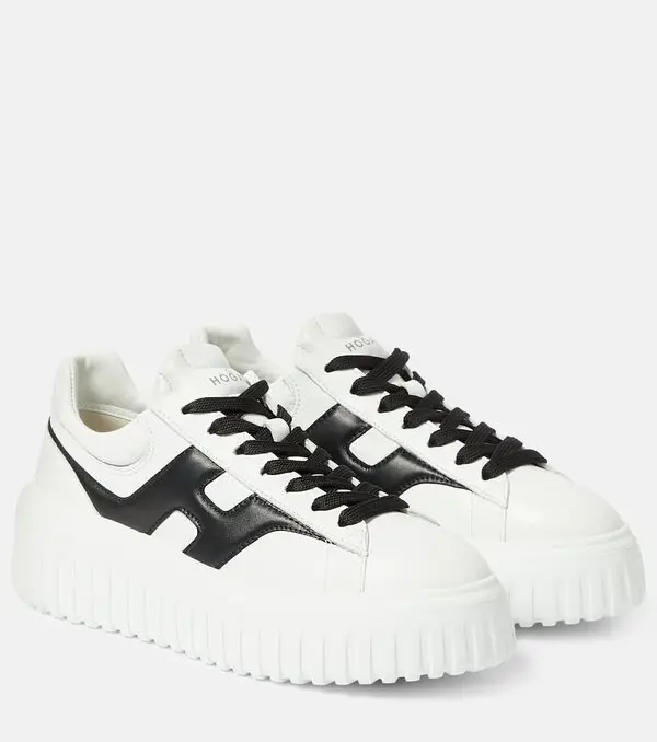 Hogan H-stripes Leather Lace-up Sneakers - White