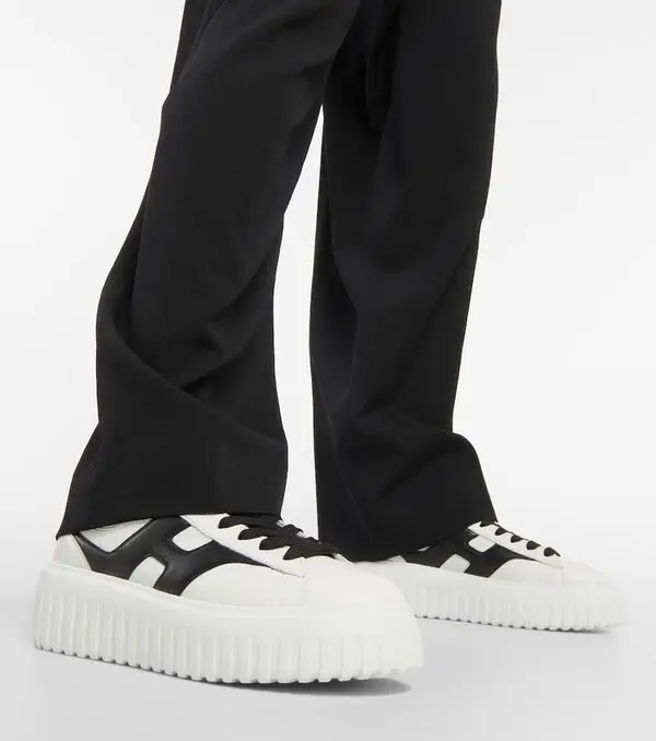 Hogan H-stripes Leather Lace-up Sneakers - White